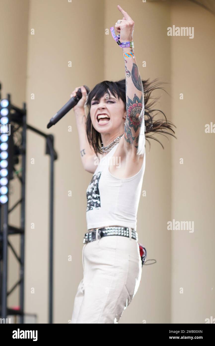 Hannah Mee of Hot Milk performs on day four of the Lollapalooza Music Festival on Sunday, July ...