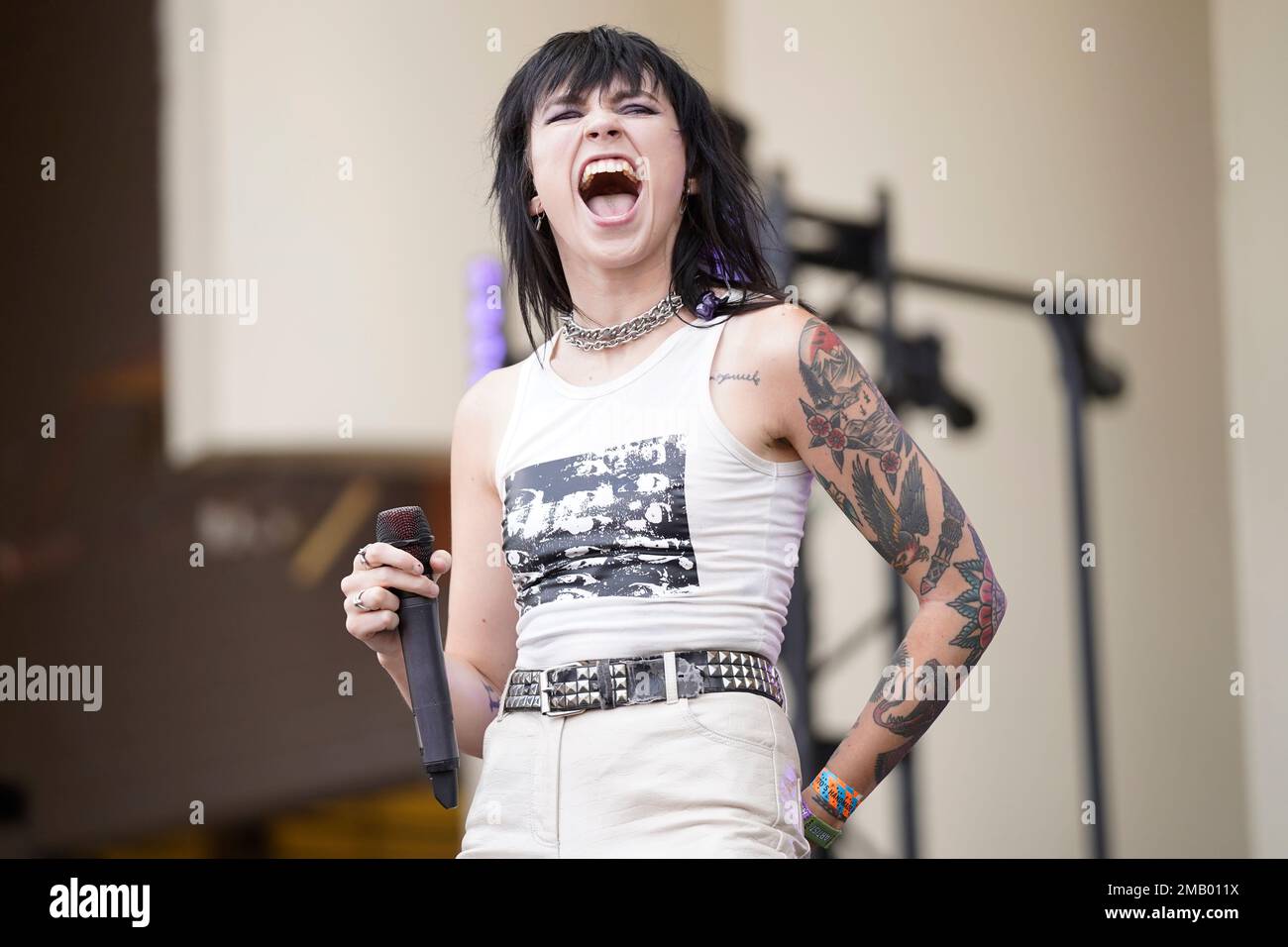 Hannah Mee of Hot Milk performs on day four of the Lollapalooza Music ...