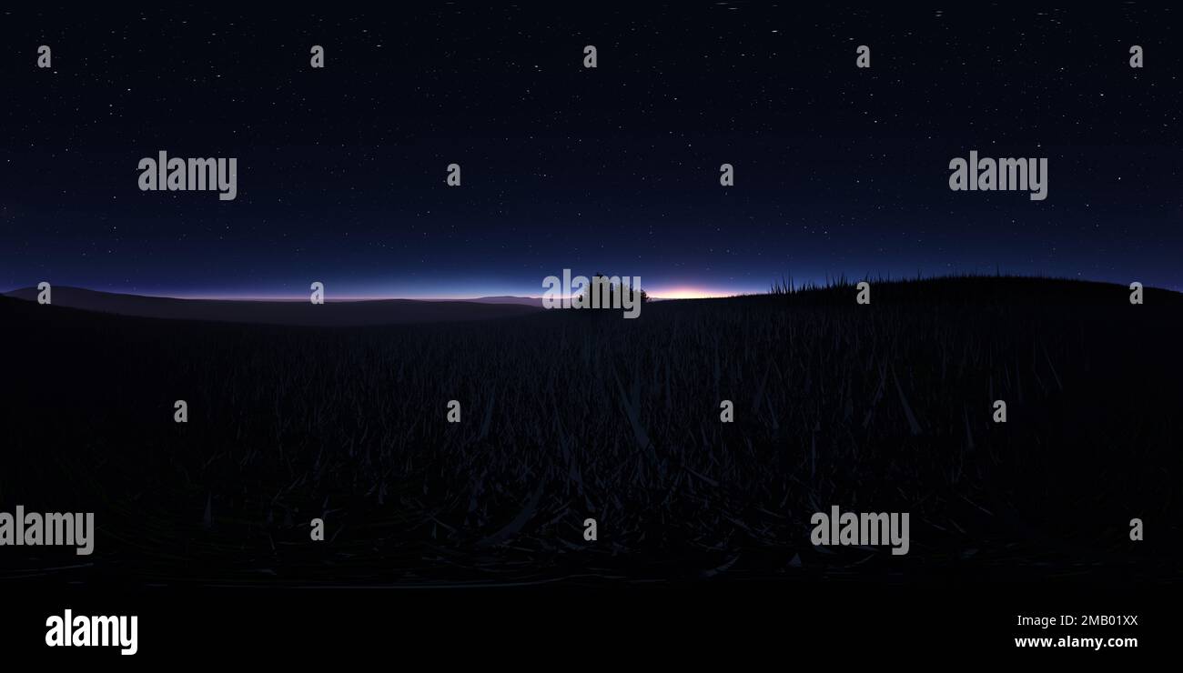 Night landscape with stars. Panorama, environment 360 HDRI map ...