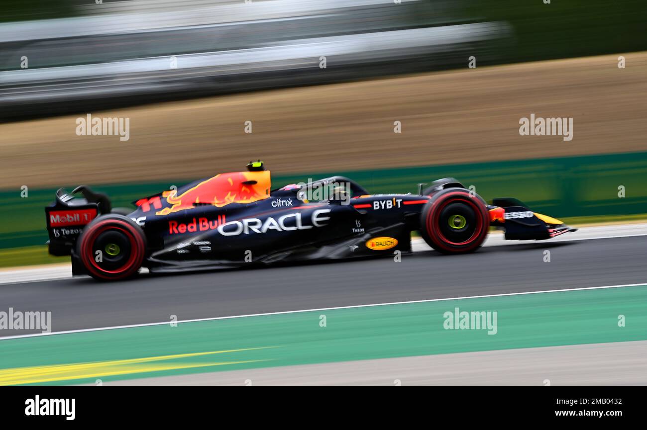 Red Bull driver Sergio Perez of Mexico steers his car during the Hungarian Formula One Grand ...