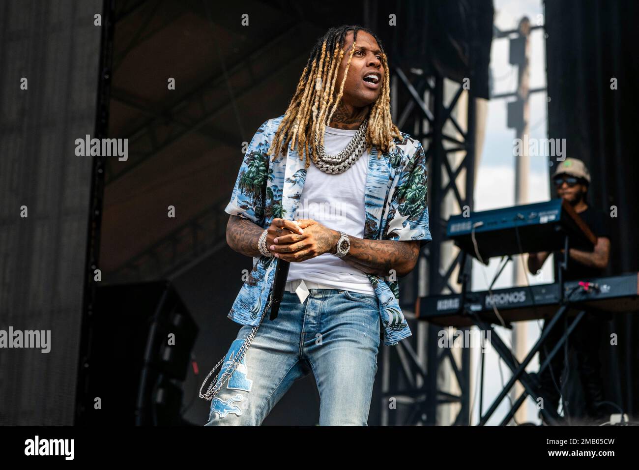 Lil Durk performs on day three of the Lollapalooza Music Festival on ...
