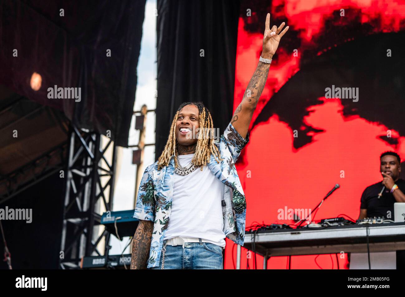 Lil Durk performs on day three of the Lollapalooza Music Festival on ...