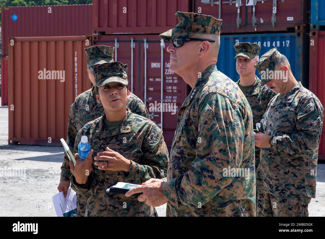 U.S. Marine Corps Lt. Gen. George W. Smith (right), the commanding ...