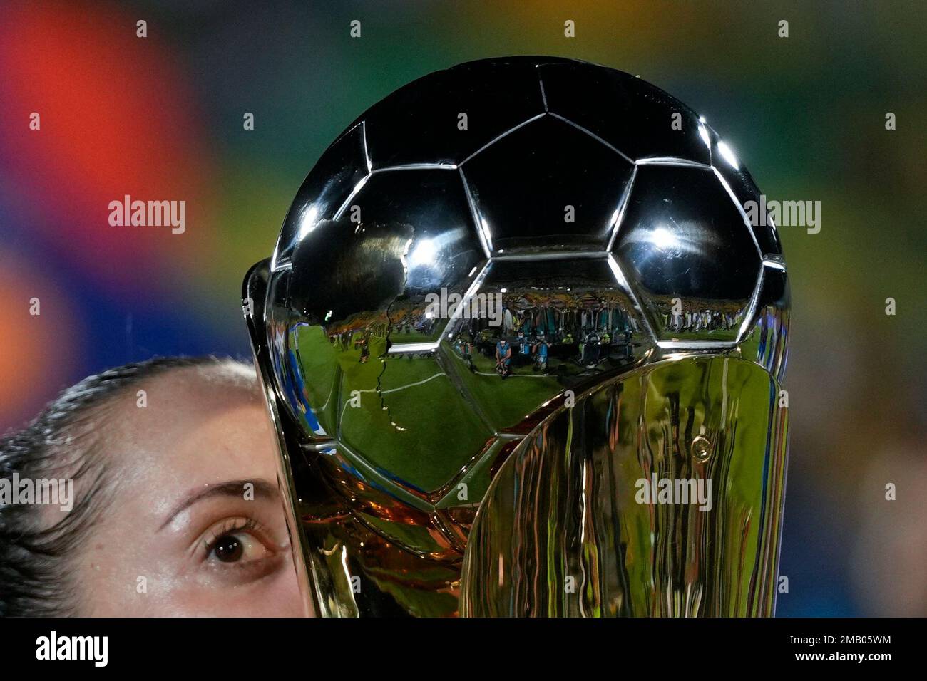 Brazil's Luana kisses the trophy as she celebrates winning the women's ...
