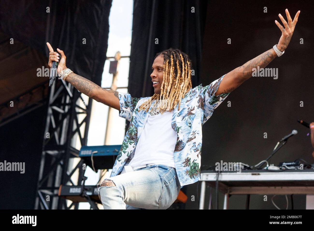 Lil Durk performs on day three of the Lollapalooza Music Festival on ...