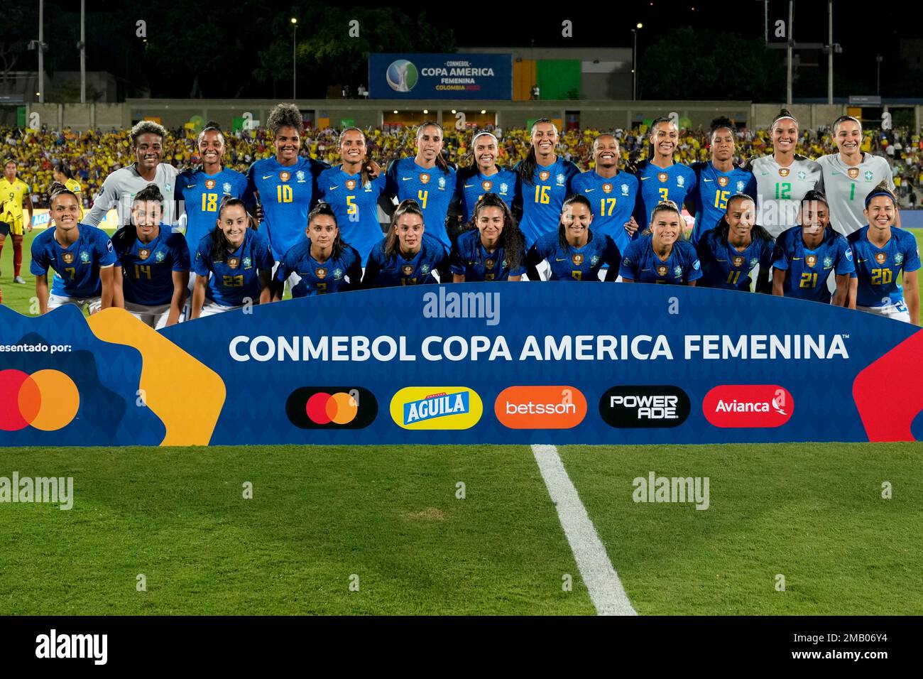 Brazil's players pose for a team photo prior to the women's Copa ...
