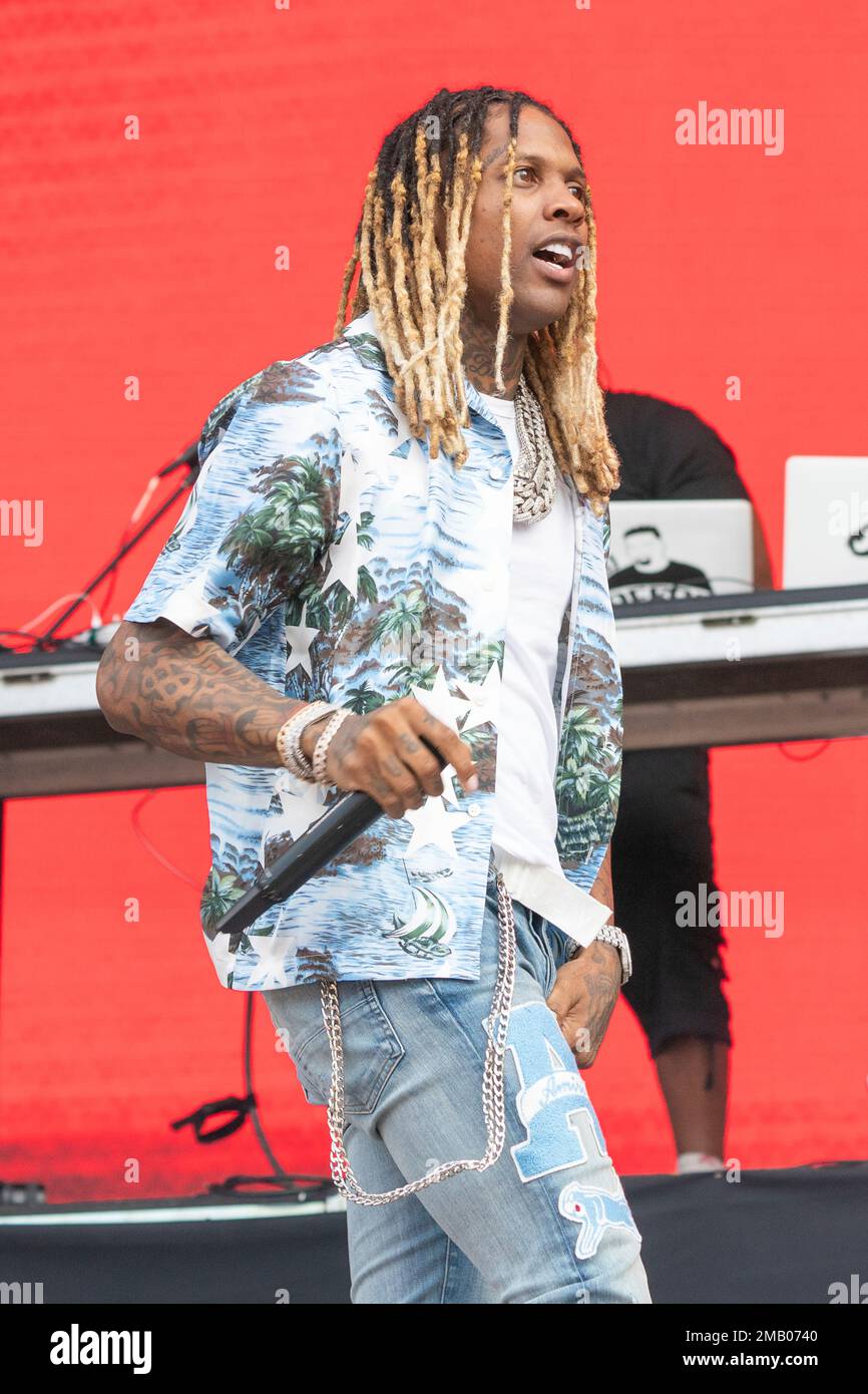 Lil Durk performs on day three of the Lollapalooza Music Festival on ...
