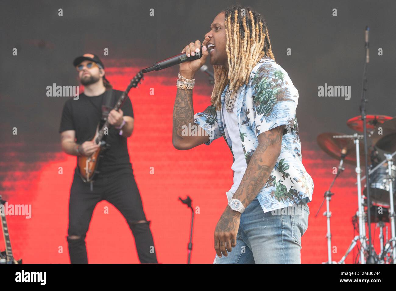 Lil Durk performs on day three of the Lollapalooza Music Festival on ...