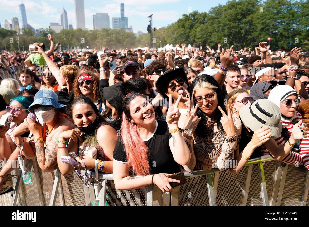 Festivalgoers are seen on Day 3 of the Lollapalooza Music Festival ...