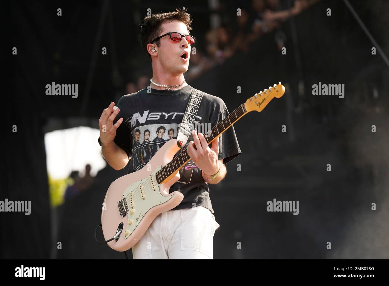 Dylan Minnette of Wallows performs on day three of the Lollapalooza ...
