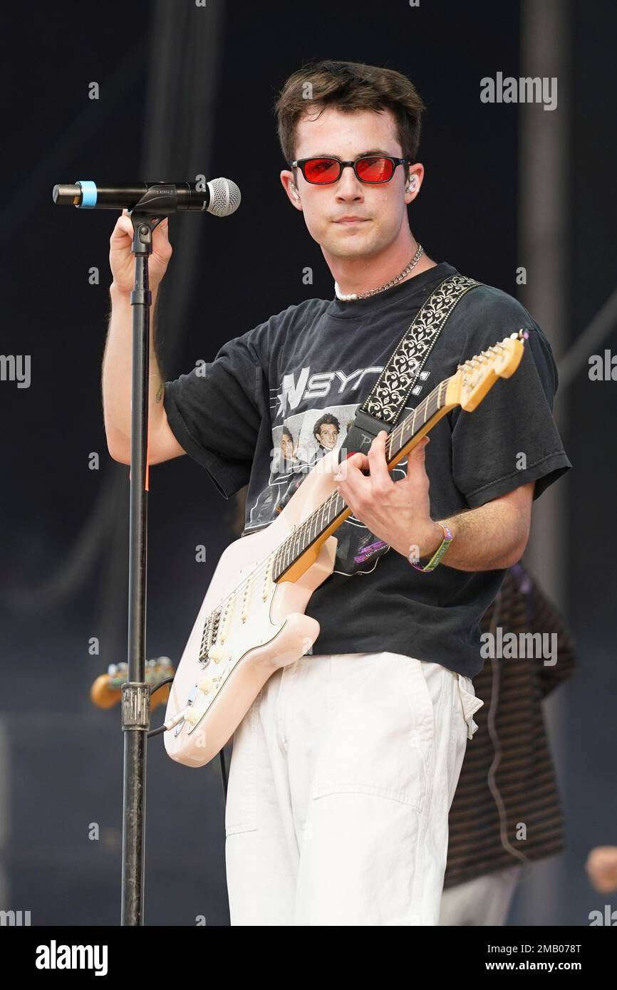 Dylan Minnette of Wallows performs on day three of the Lollapalooza ...