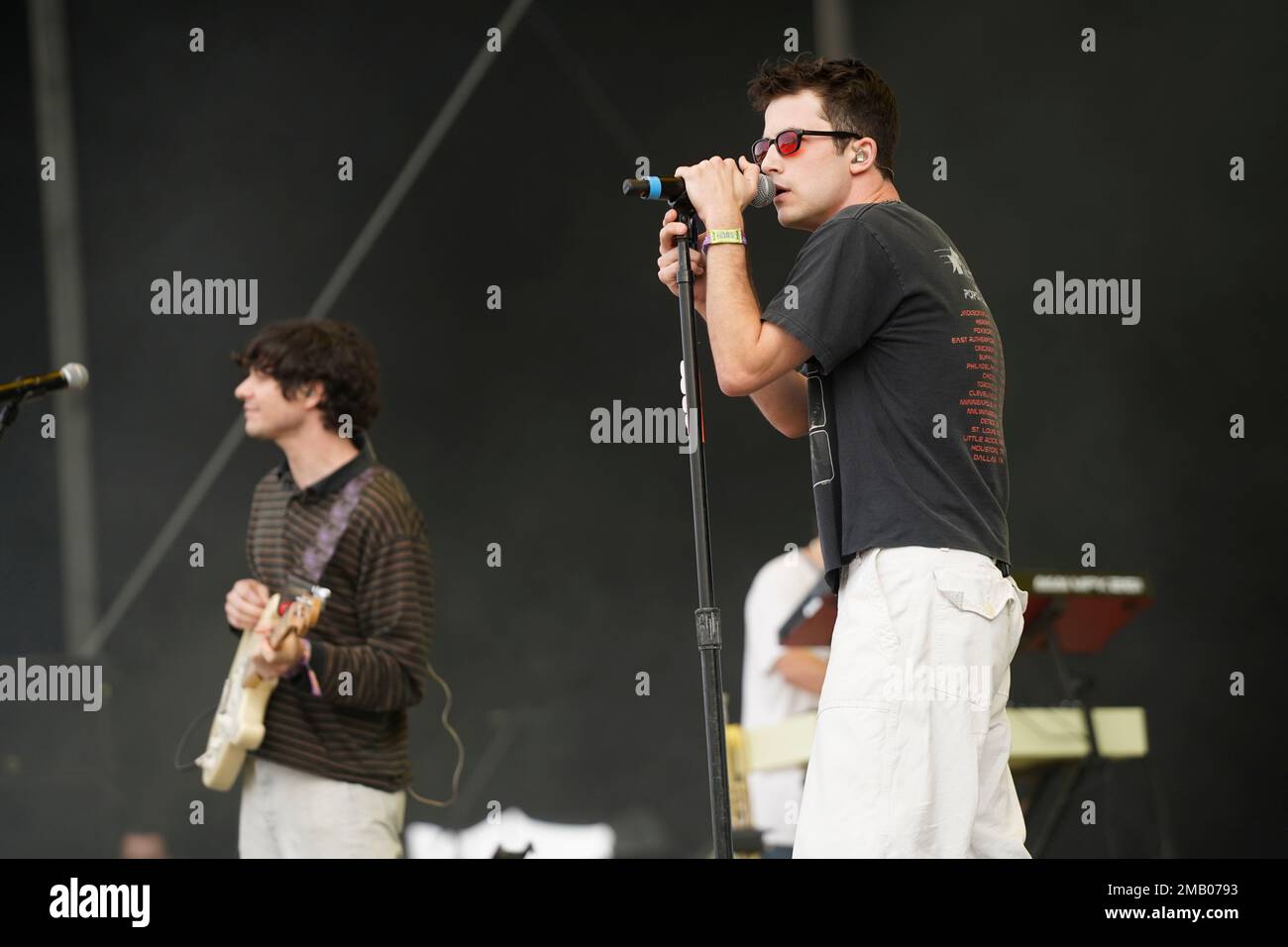 Dylan Minnette , left, and Braeden Lemasters of Wallows performs on day ...