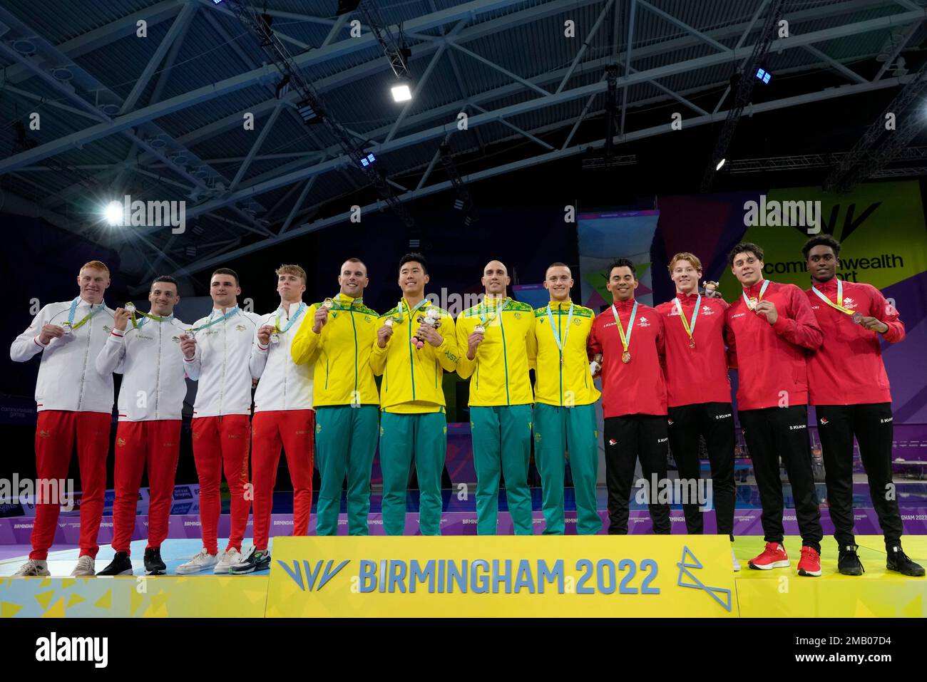 Silver medalists team England, gold medalists team Australia and bronze medalists team Canada ...