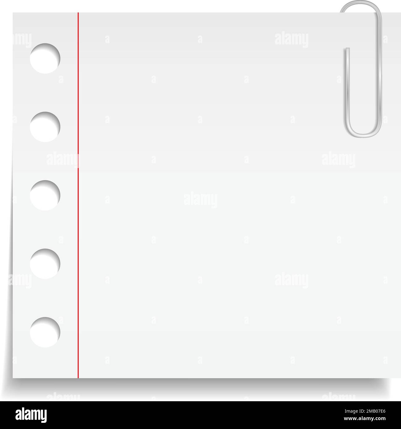 White paper note with clip, vector eps10 illustration Stock Vector ...