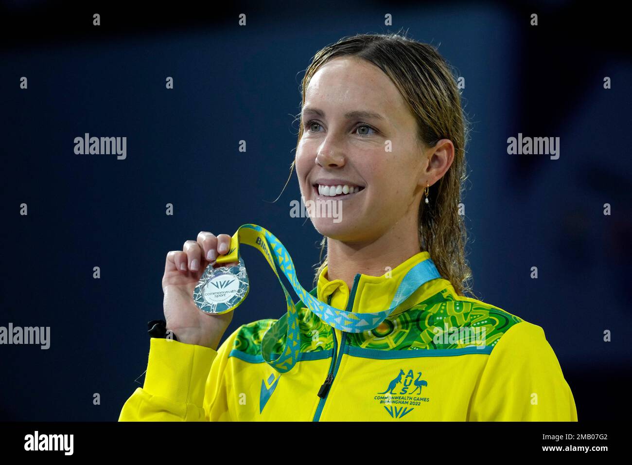 Emma McKeon of Australia poses after winning the silver medal in the ...