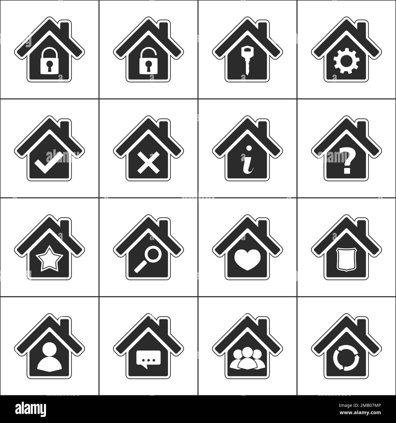 Set of different icons with a house, vector eps10 illustration Stock ...