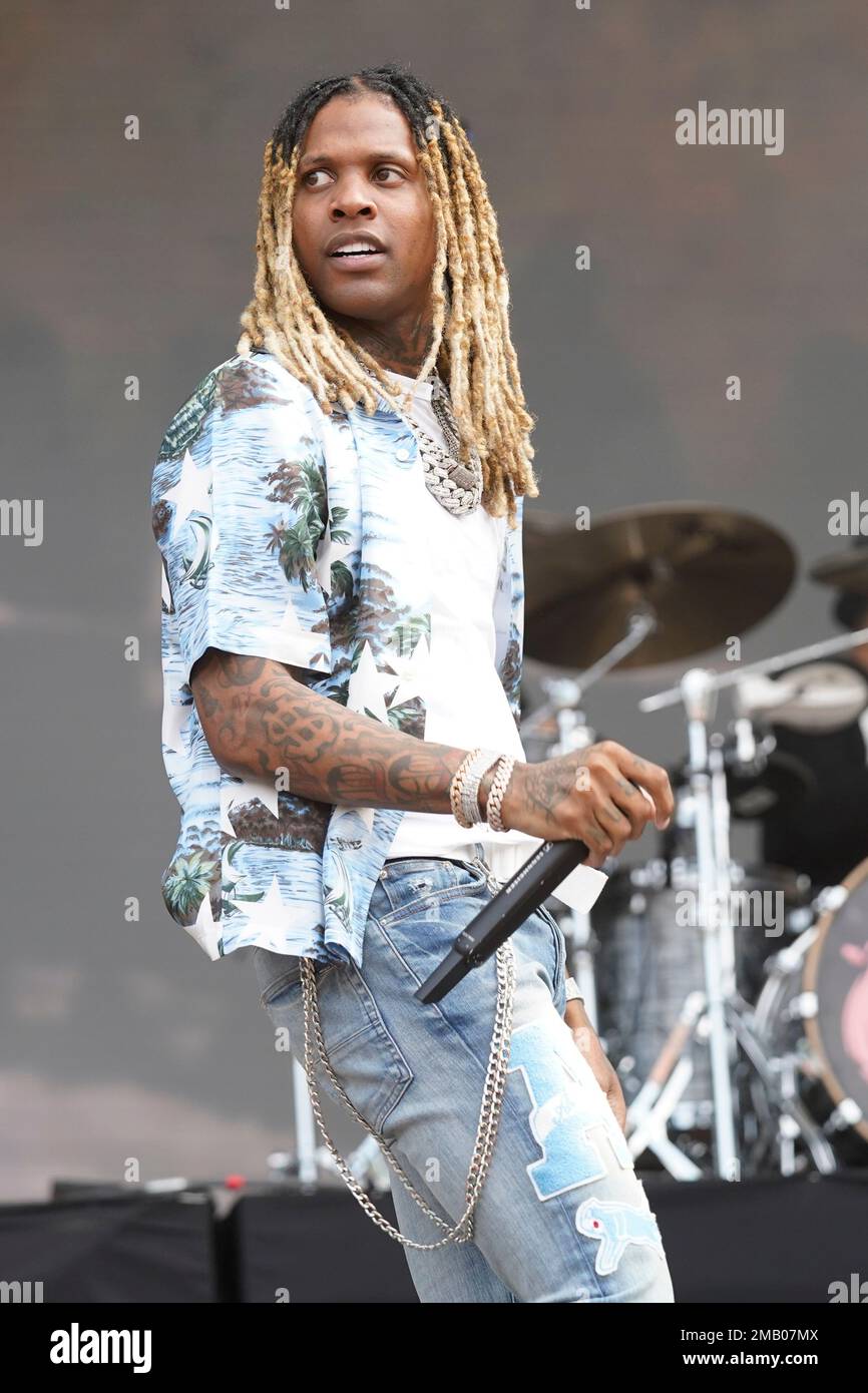 Lil Durk performs on day three of the Lollapalooza Music Festival on ...