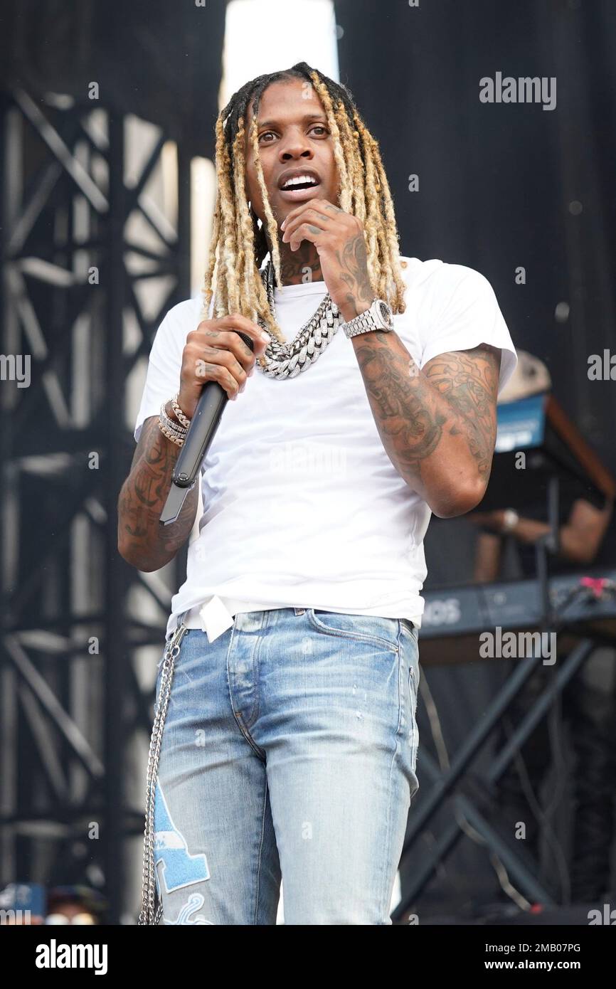 Lil Durk performs on day three of the Lollapalooza Music Festival on ...