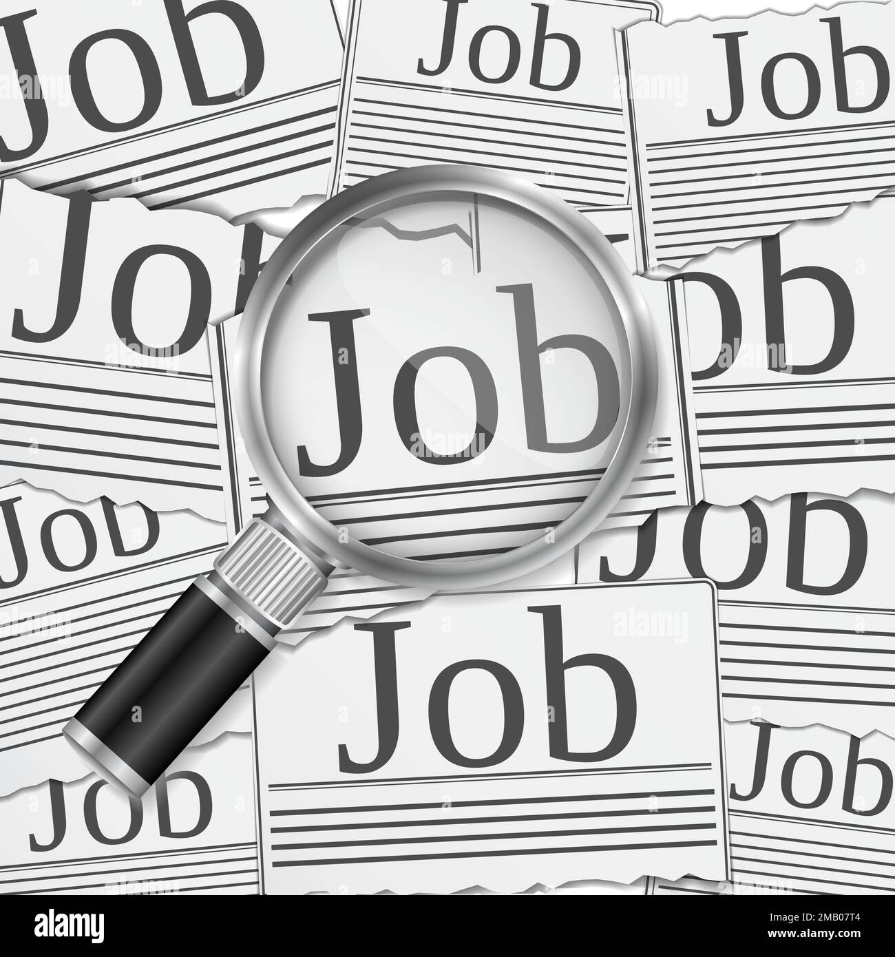 Job search concept with magnifying glass, vector eps10 illustration ...