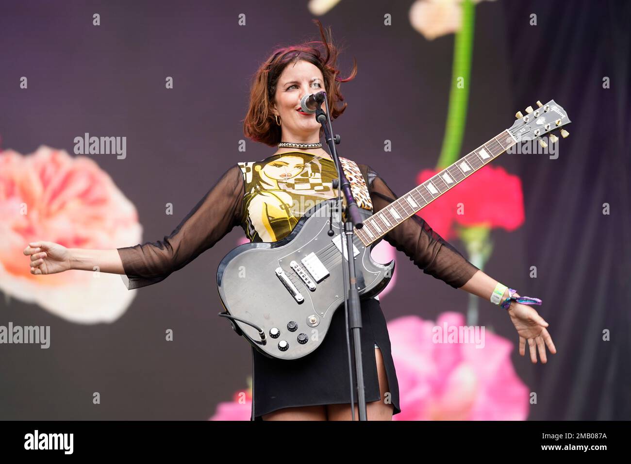 Carlotta Cosials of Hinds performs on day three of the Lollapalooza ...