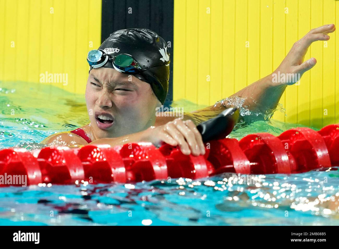 Margaret Mac Neil of Canada reacts after winning the gold medal in the ...