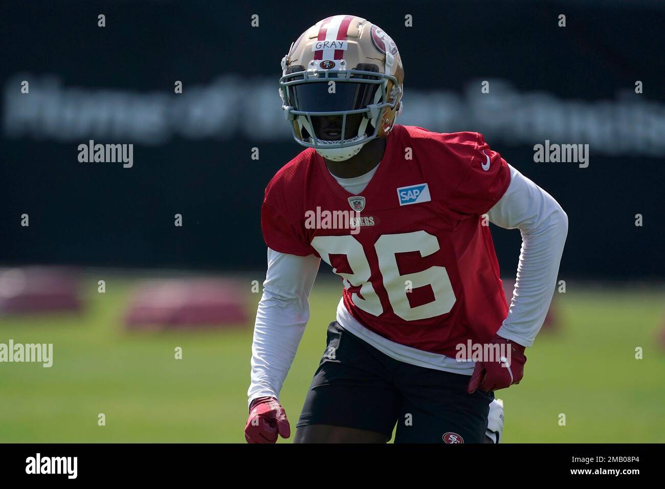 San Francisco 49ers wide receiver Danny Gray (86) takes part in drills ...
