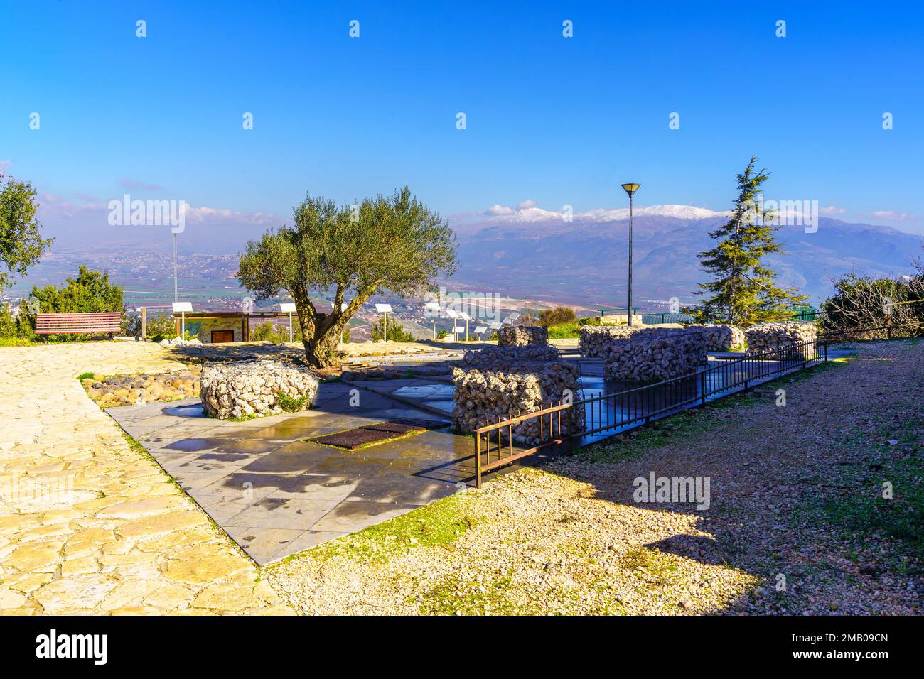 Misgav Am, Israel - January 18, 2023: View of an observation deck, with ...