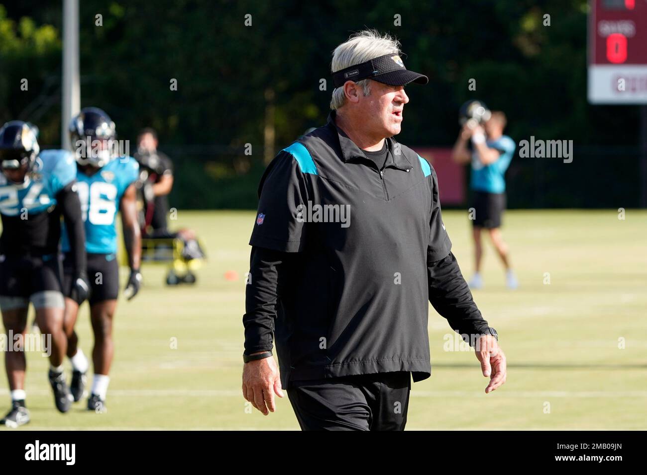 Jacksonville Jaguars head coach Doug Pederson directs an NFL football ...