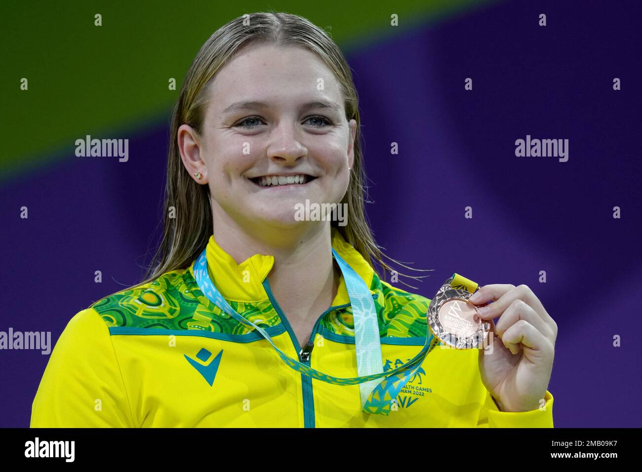 Chelsea Hodges of Australia poses after winning the bronze medal in the ...