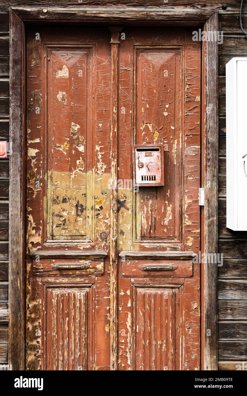 old typical vintage wooden door Stock Photo - Alamy