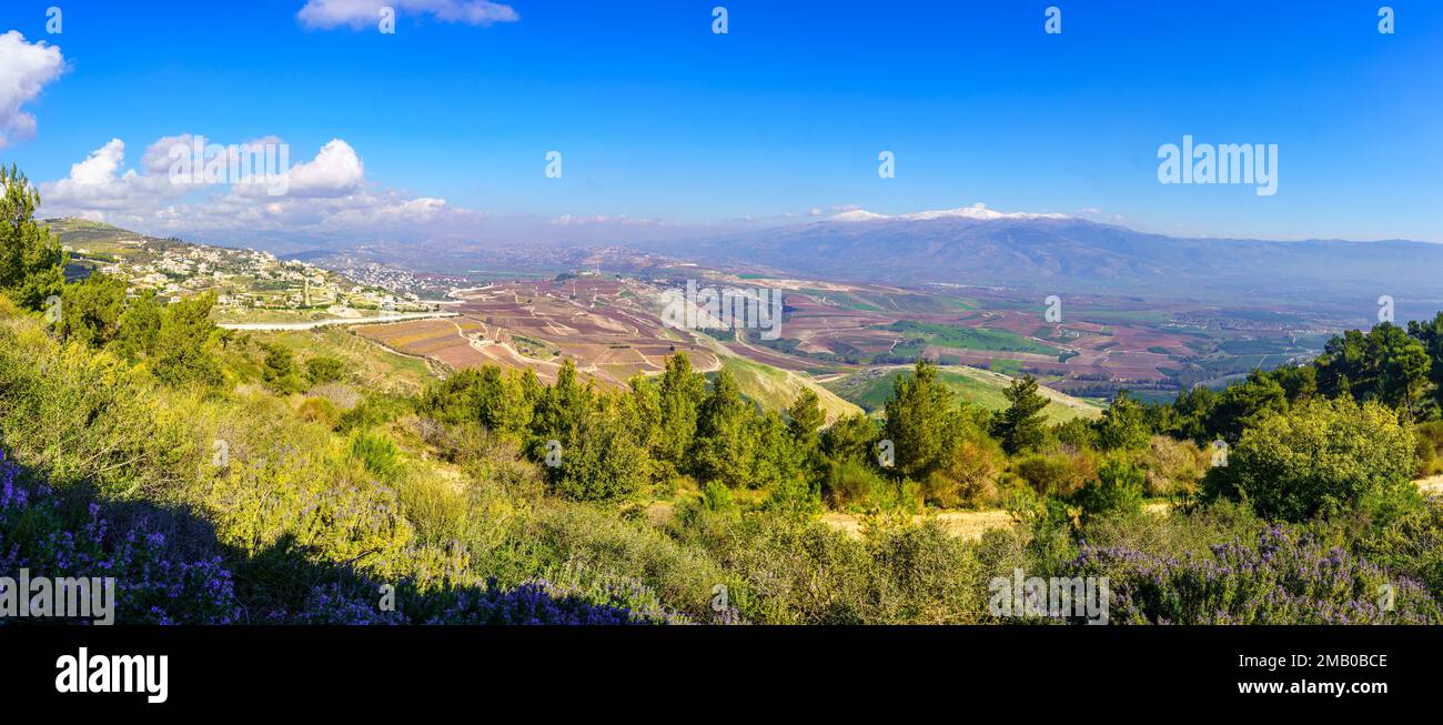 Panoramic view of Upper Galilee landscape, with the Lebanon border ...