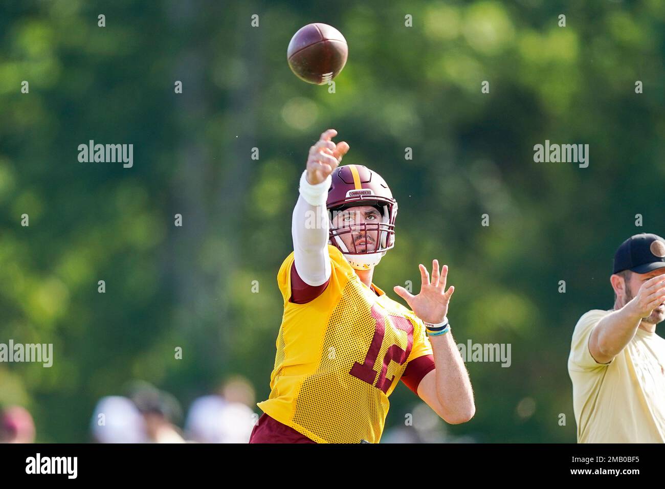 Washington Commanders quarterback Cole Kelley (12) throws during ...