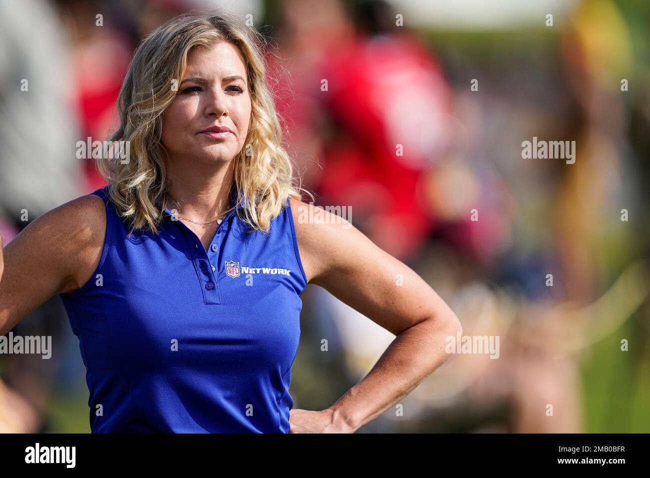 NFL's Julie Donaldson watches the Washington Commanders practice at the ...