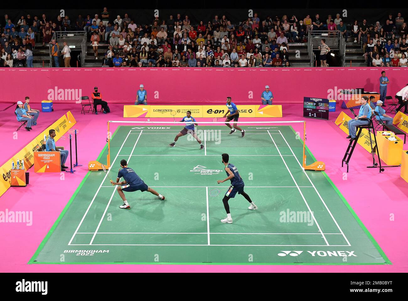 General view of Badminton doubles match between India's B. Sumeeth ...