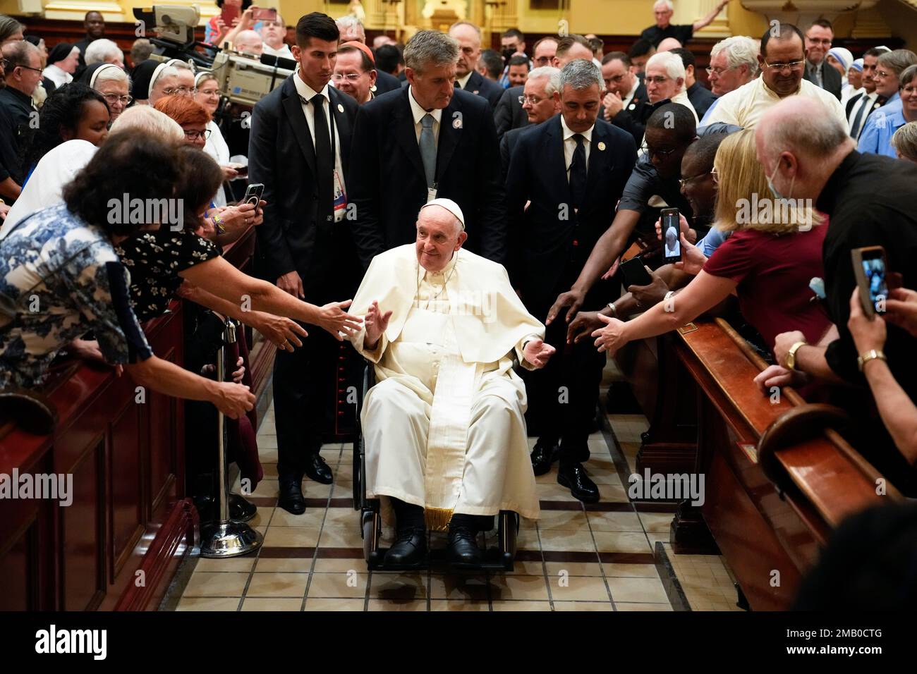 Pope Francis goes to pray by the remains of Saint Francois De Laval ...