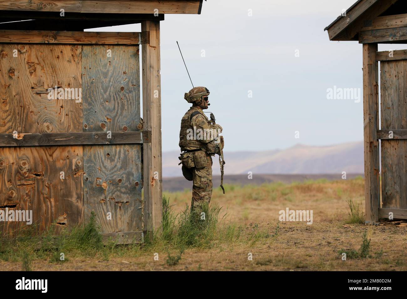 A U.S. Army infantry soldier and radio operator assigned to 2nd Stryker ...