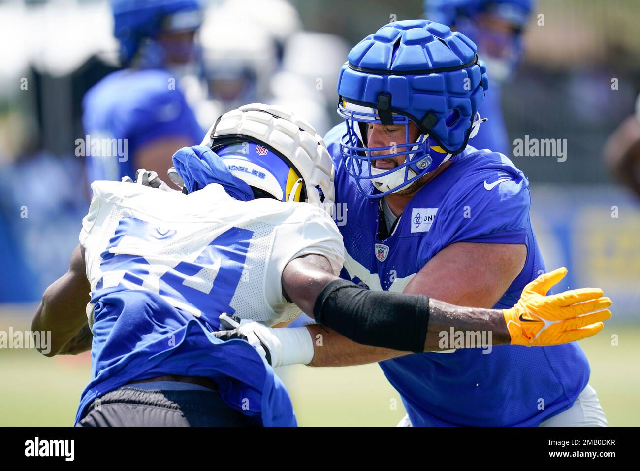 Los Angeles Rams linebacker Leonard Floyd (54) and offensive tackle Rob ...