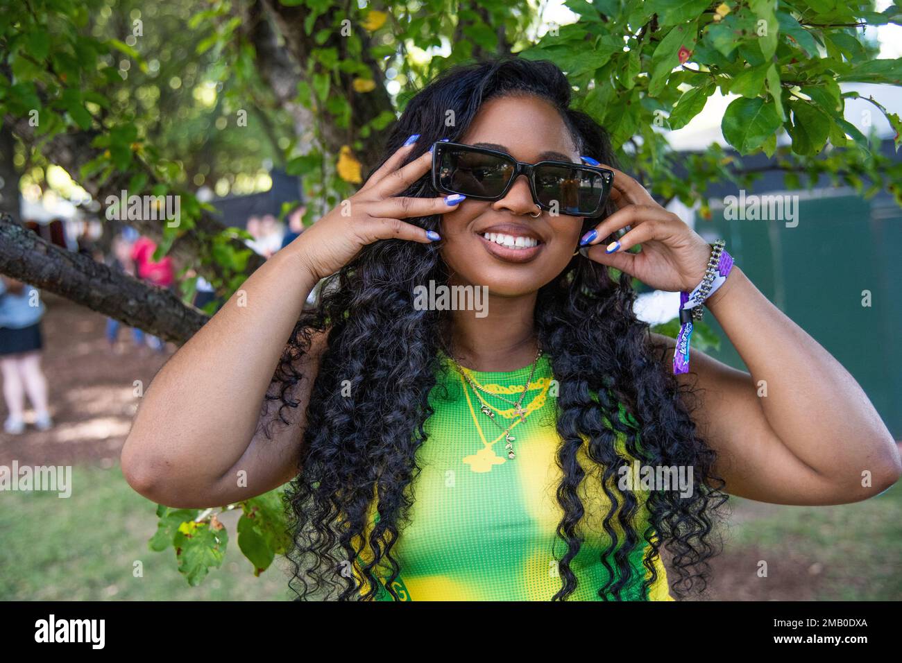 Sky Jetta poses on day two of the Lollapalooza Music Festival on Friday ...