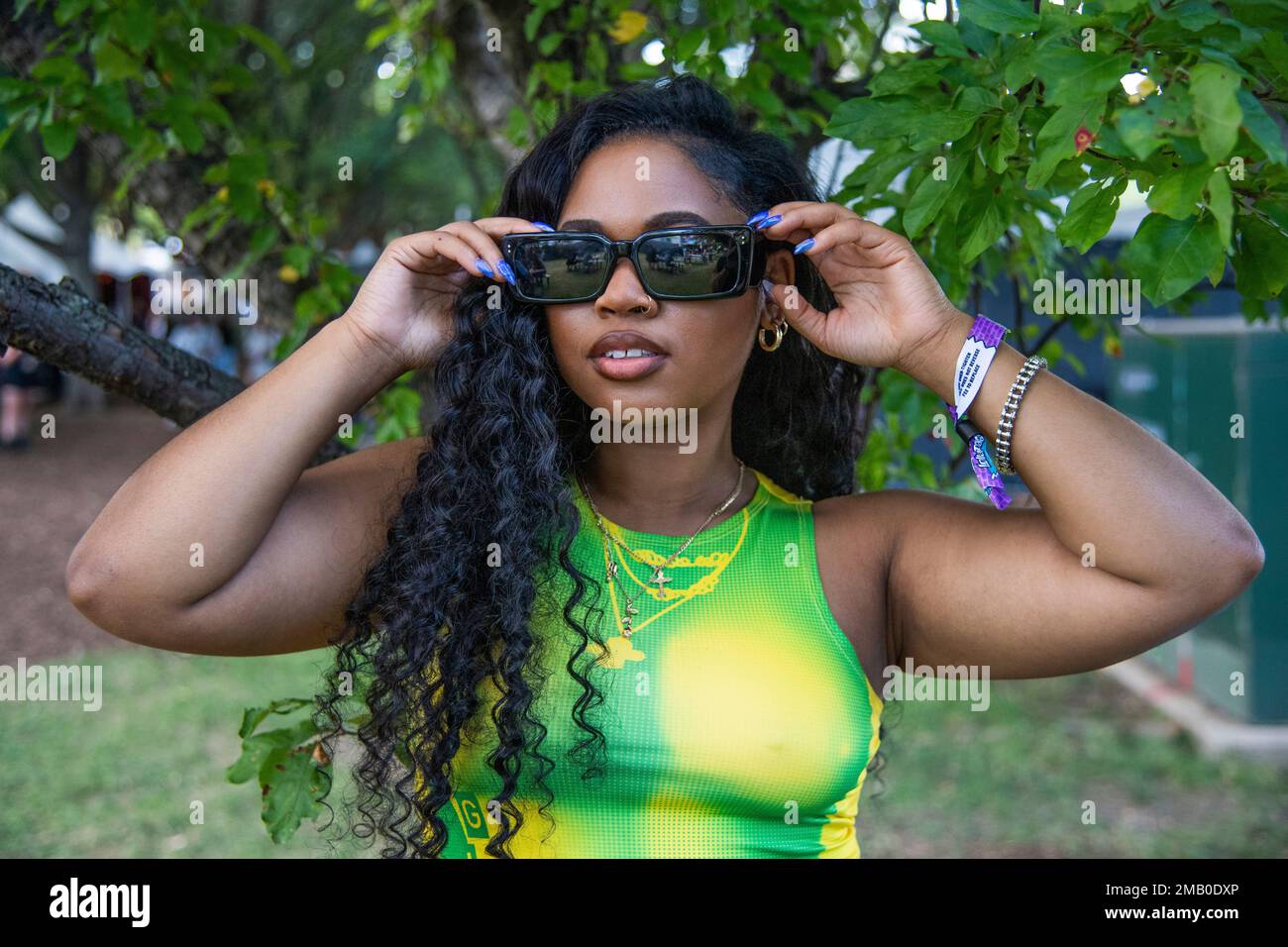 Sky Jetta poses on day two of the Lollapalooza Music Festival on Friday ...
