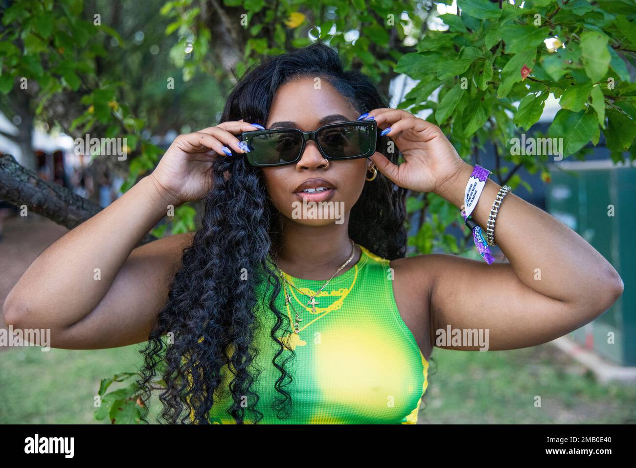 Sky Jetta poses on day two of the Lollapalooza Music Festival on Friday ...