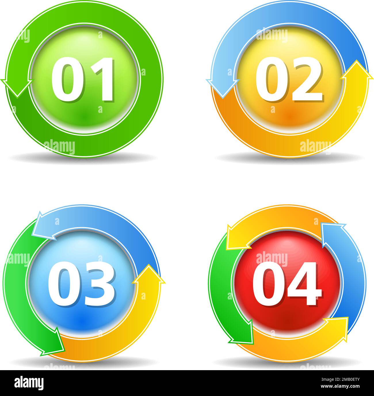 Buttons with circular arrows and numbers, vector eps10 illustration ...