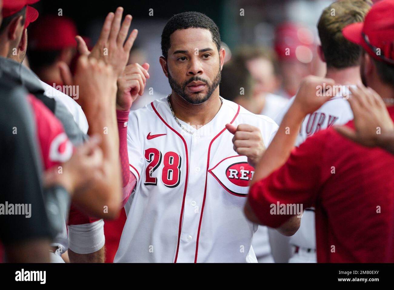 Cincinnati Reds' Tommy Pham (28) plays during a baseball game against ...
