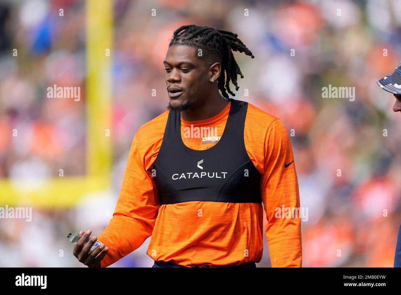 Denver Broncos linebacker Randy Gregory takes part in drills during the ...