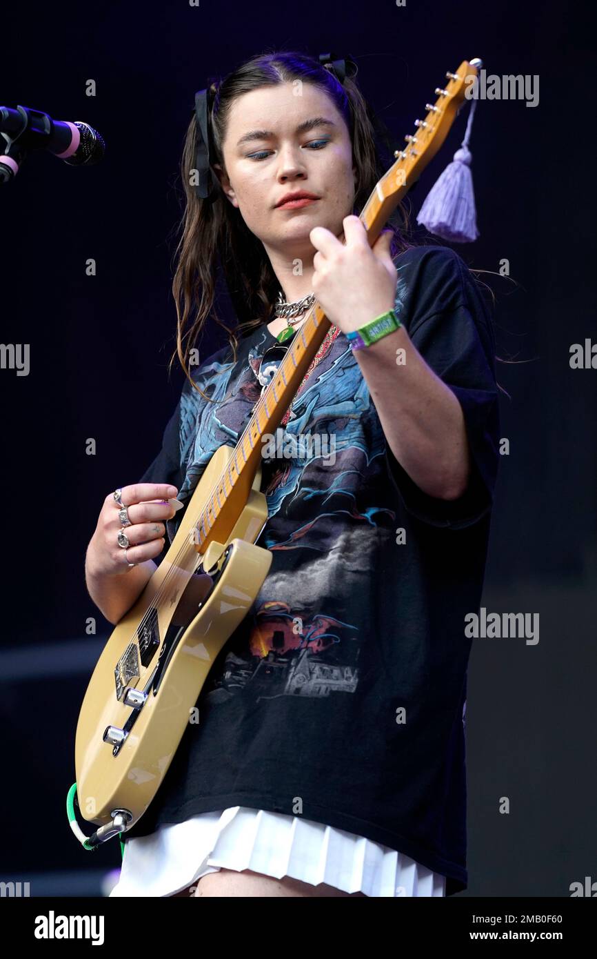 Rhian Teasdale of Wet Leg performs on day two of the Lollapalooza Music ...