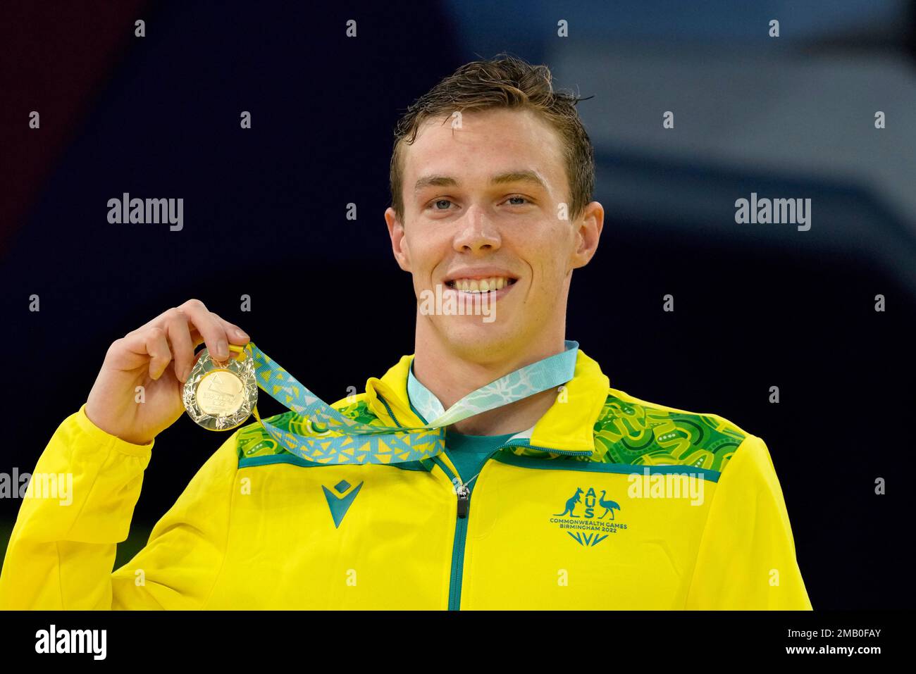 Zac Stubblety-Cook of Australia poses with his medal on the podium ...