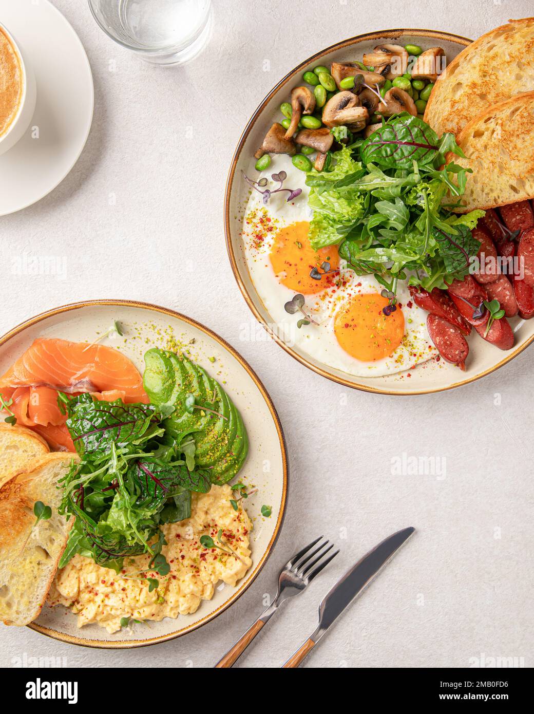 Different assorted breakfast set Stock Photo - Alamy