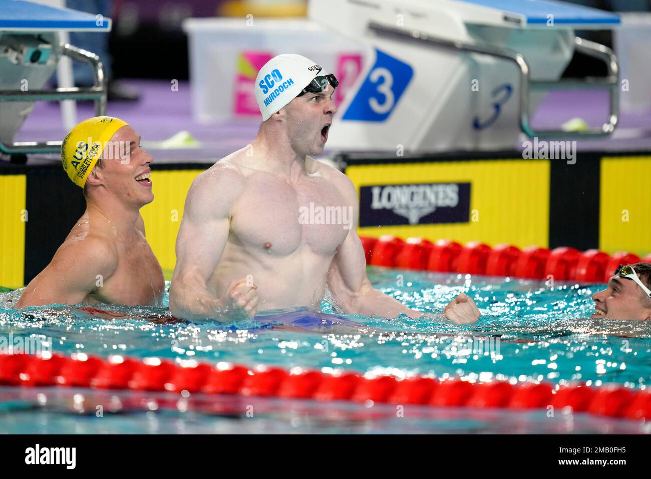 Ross Murdoch of Scotland celebrates after finishing third in the Men's ...