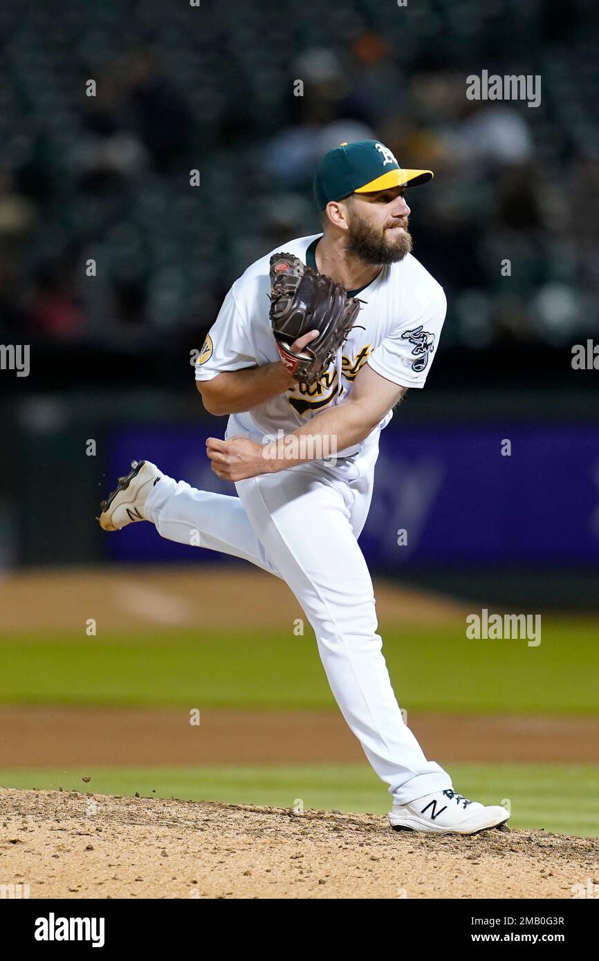 Oakland Athletics' Sam Moll during a baseball game against the Houston ...
