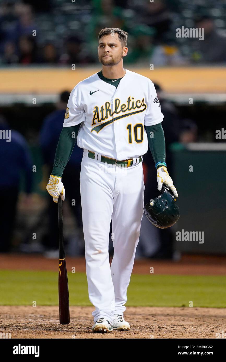 Oakland Athletics' Chad Pinder during a baseball game against the ...