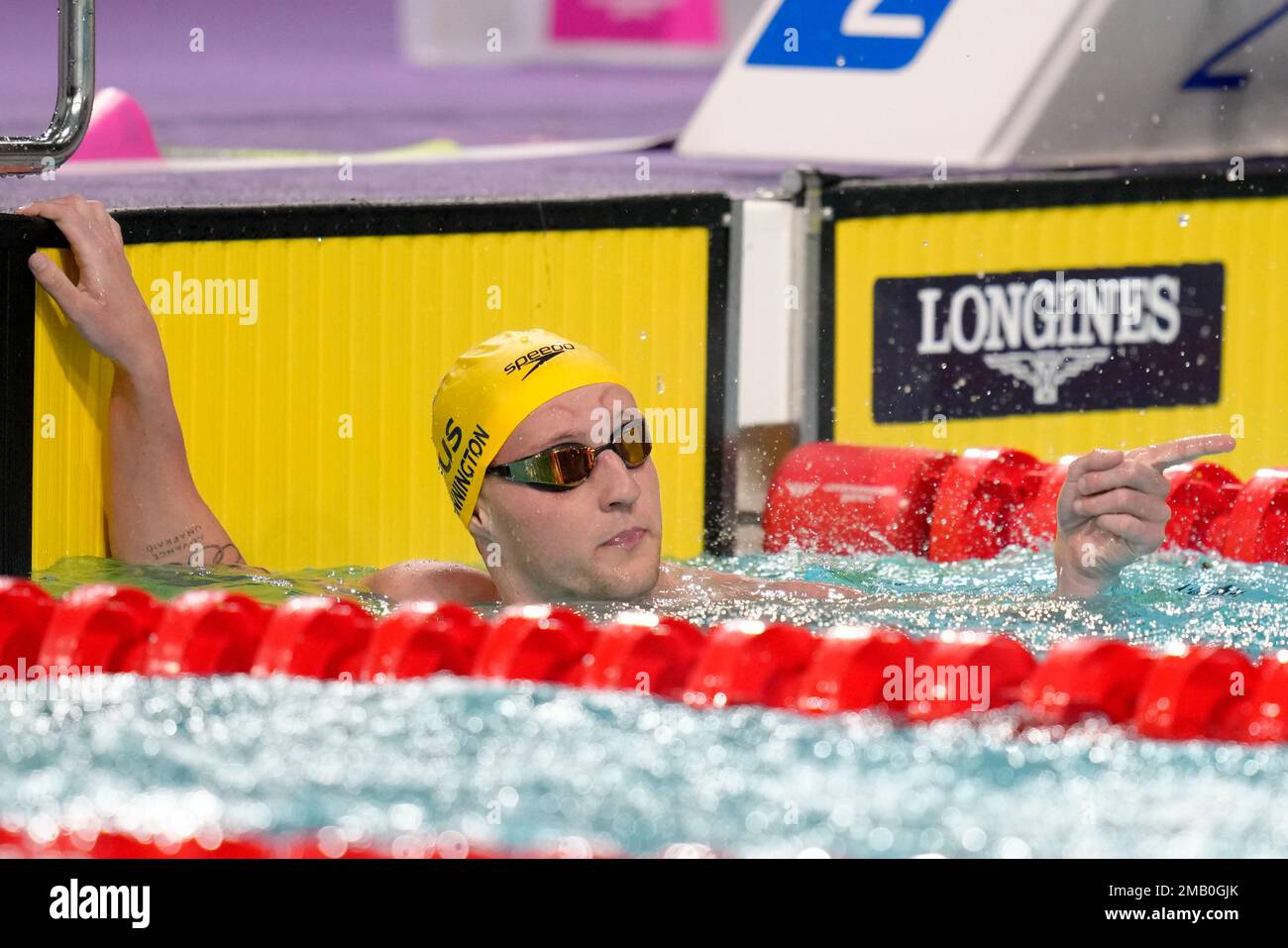 Elijah Winnington of Australia reacts after winning the Men's 400 ...